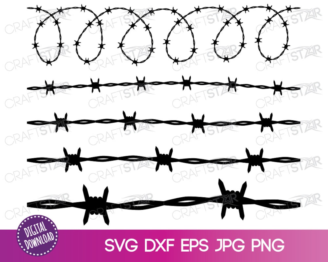 Barbed Wire SVG File for Cricut & Silhouette | Includes Print Ready Jpg ...