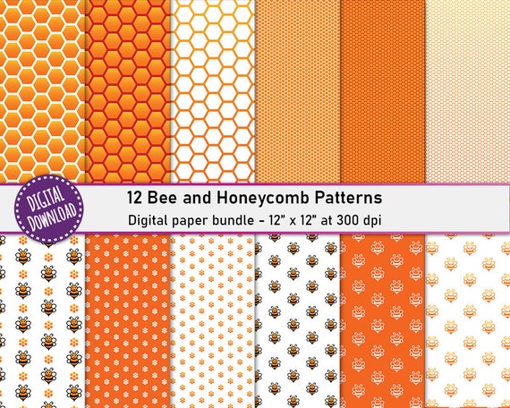 Bee and Honeycomb Pattern Digital Paper Pack Honeycomb and | Etsy