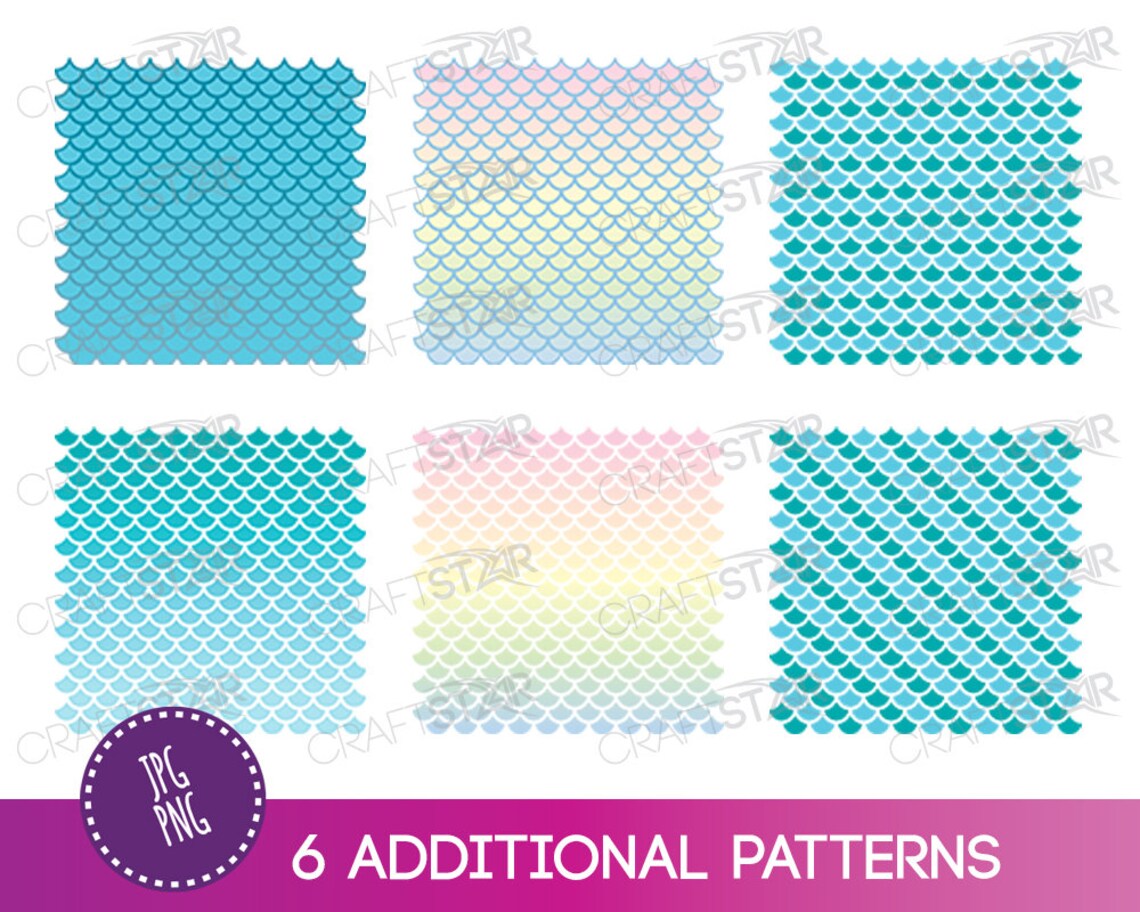 Mermaid Pattern SVG Set Mermaid Scale Pattern Overlay and Design ...