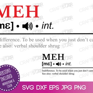 Meh Definition Digital Download - Meh SVG File - Meh Printable - Meh ...