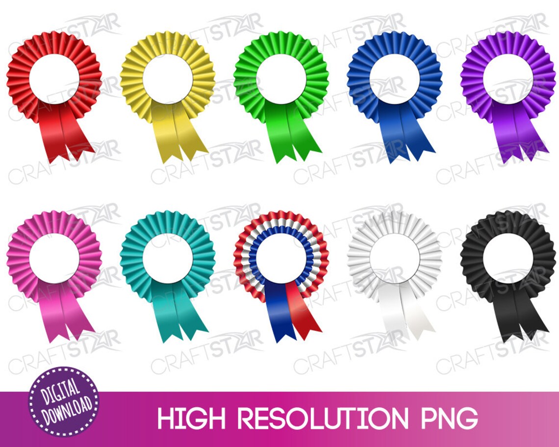 Rosette PNG Set Rosette Ribbon Clipart Bundle for Digital - Etsy