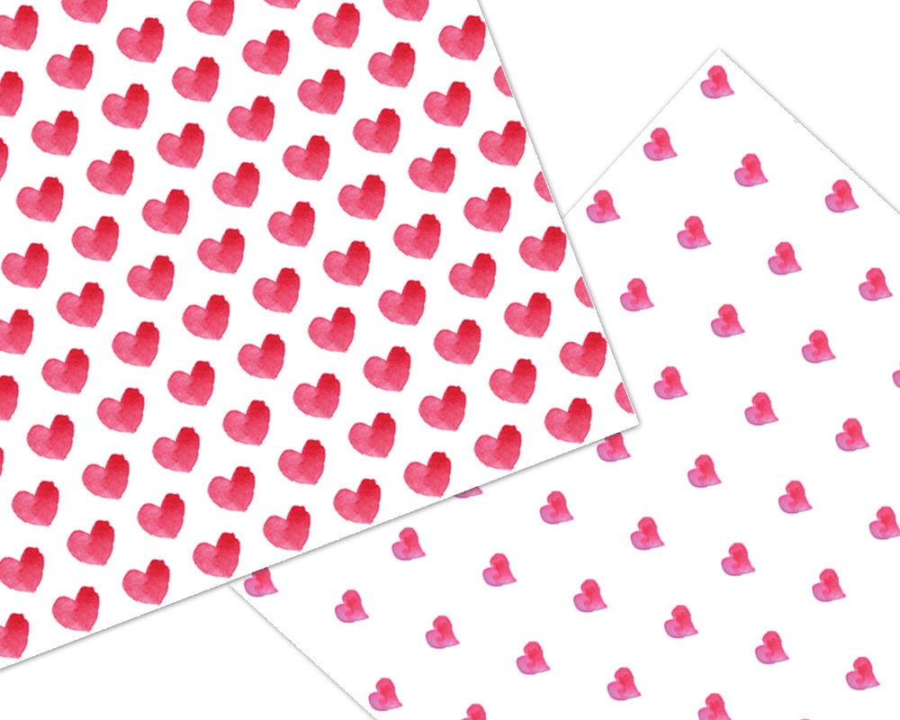 Watercolor Hearts Digital Paper Pack Watercolor Heart - Etsy