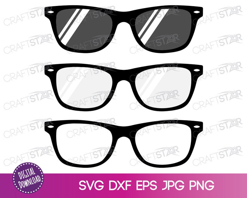 Glasses SVG File for Cricut & Silhouette Spectacles, Sunglasses and ...