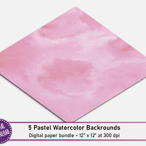 Watercolor Background Digital Paper Pack - 5 Pastel Watercolor Texture ...