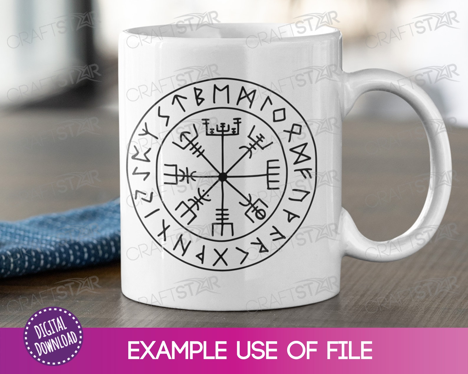 Vegvisir SVG for Cricut or Silhouette Hand Drawn Runic Compass Clipart ...