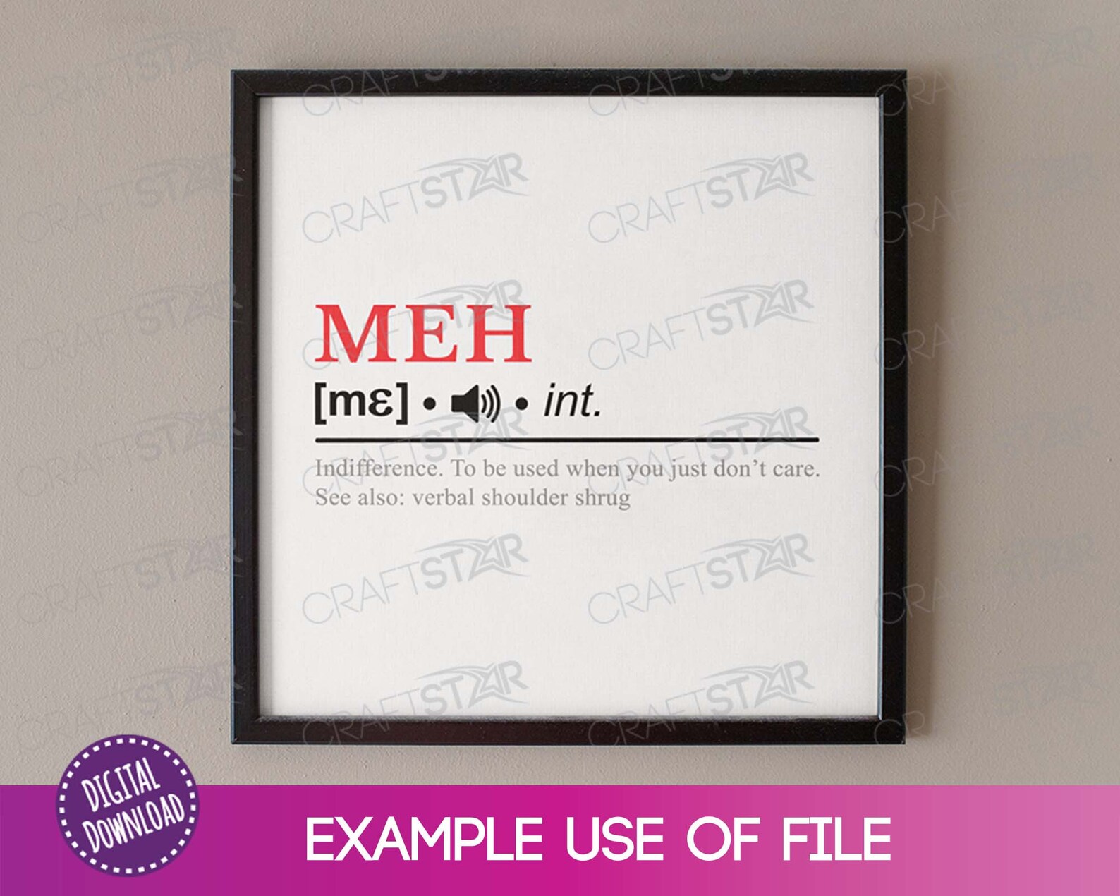 Meh Definition Digital Download Meh SVG File Meh Printable Meh Quote ...