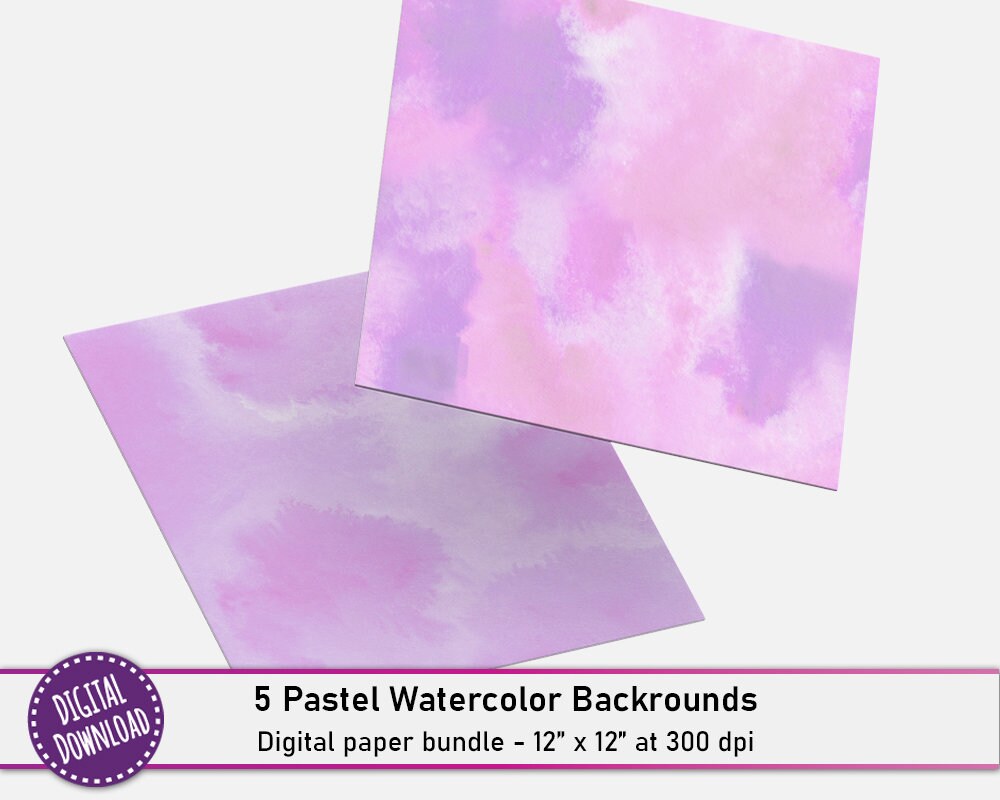 Watercolor Background Digital Paper Pack 5 Pastel Watercolor - Etsy