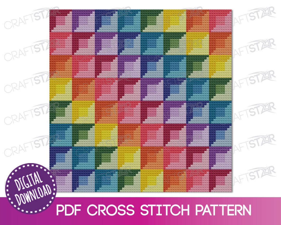 Rainbow Geometric Cross Stitch Pattern (PDF Download) - Etsy