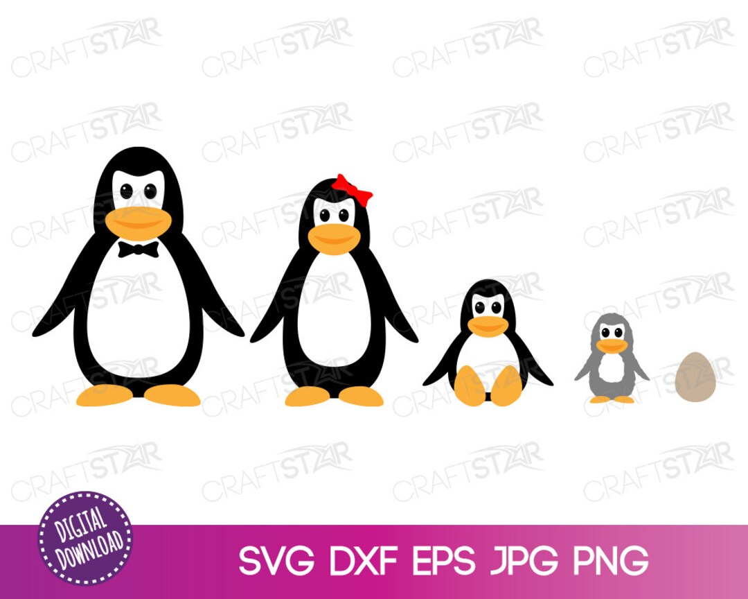 Family of Penguins SVG Files for Cricut or Silhouette - Cute Penguin ...