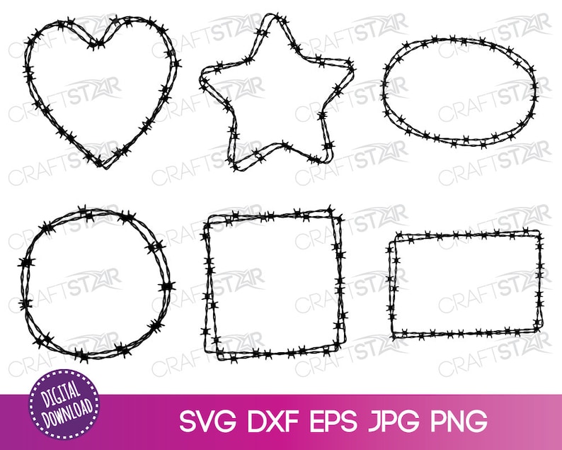 Barbed Wire Frames SVG Files for Cricut & Silhouette Hand - Etsy UK