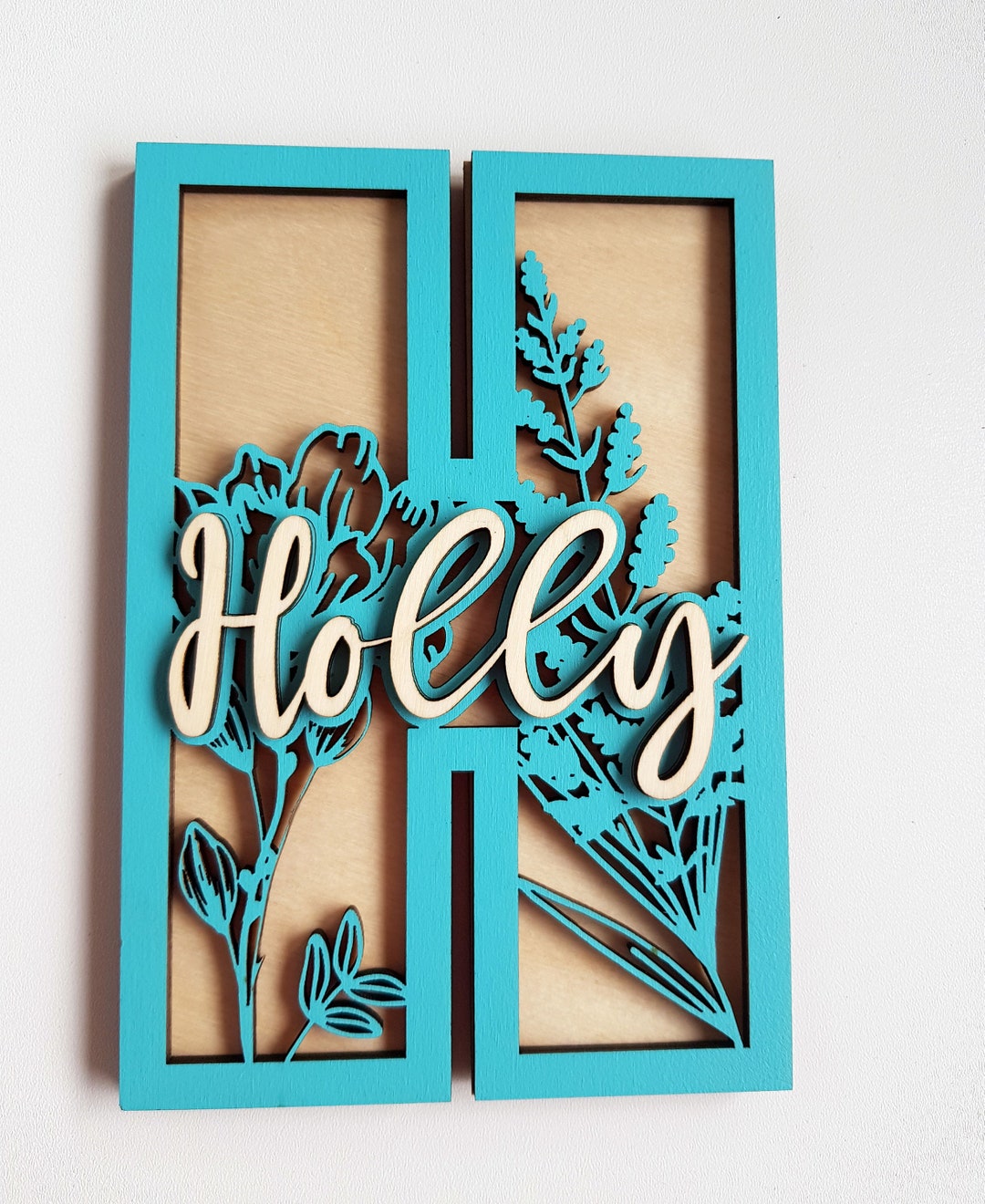 Wooden Flower Name Sign Wildflowers Monogram Letter Personalized ...