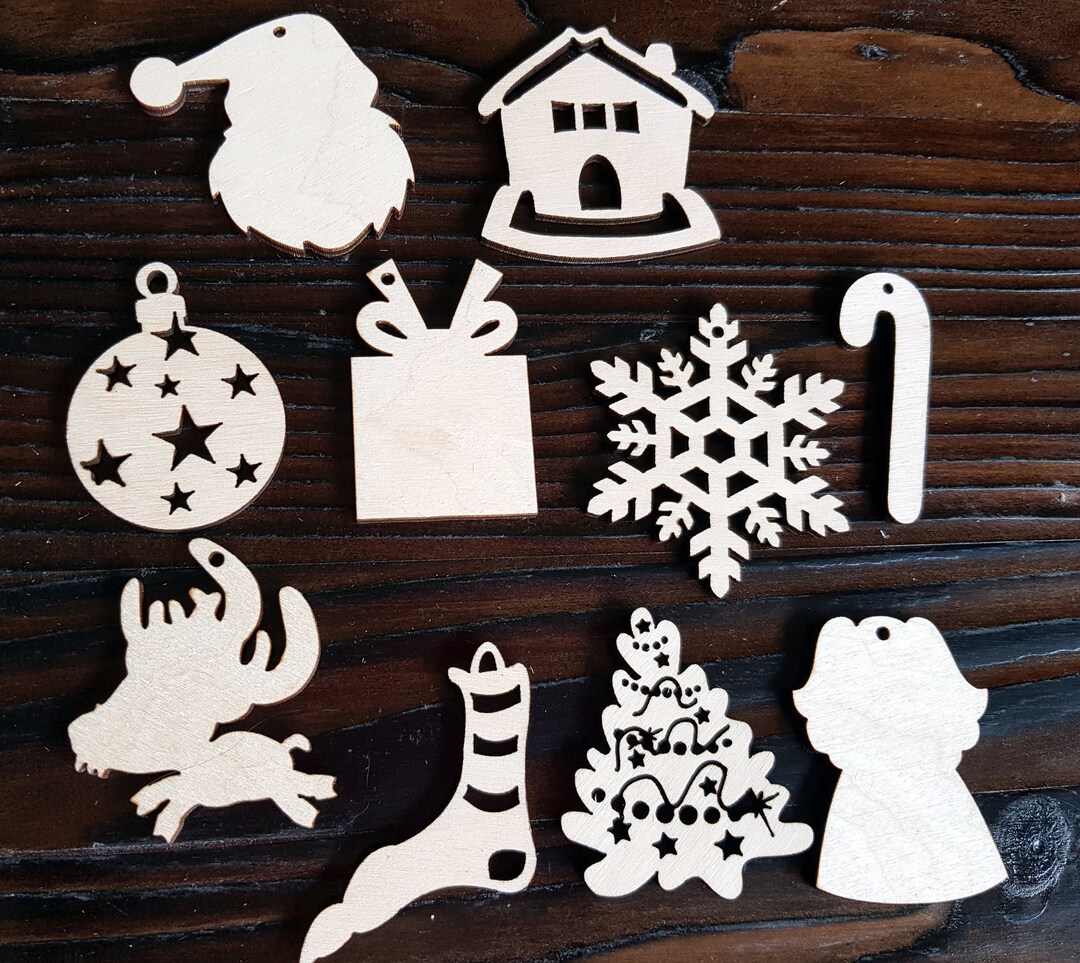 Wooden Christmas Shapes Wood Cut Outs for Crafts Decoration DIY Decor ...