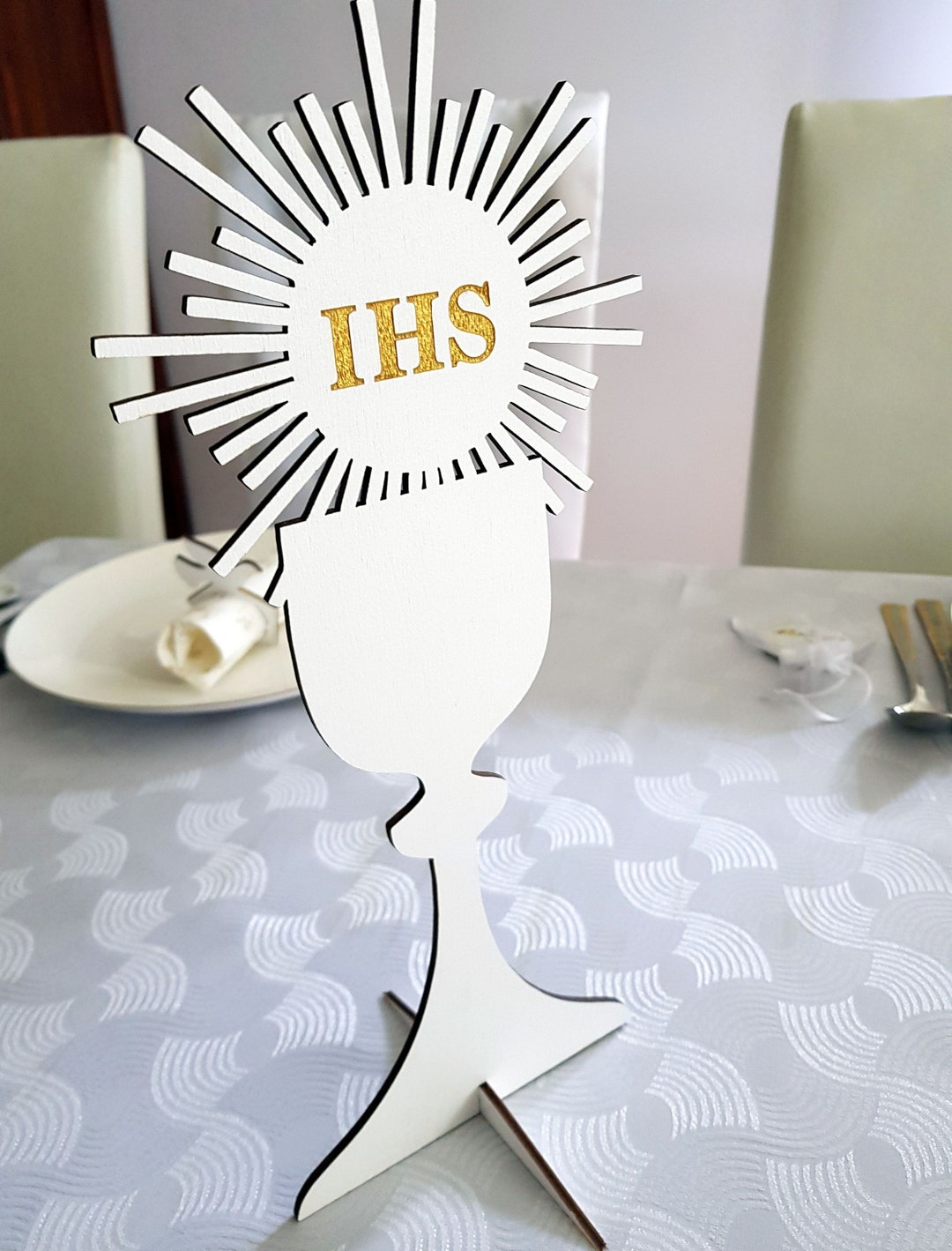 First Holy Communion Chalice Wooden Table Centerpiece - Etsy