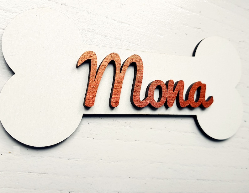 Personalized Wooden Plaque Bone Shape Dog Name Sign Pet Colors | Etsy