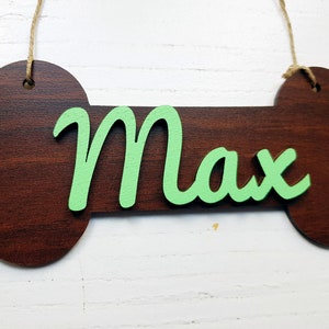 Personalized Wooden Plaque Bone Shape Dog Name Sign Pet Colors and ...
