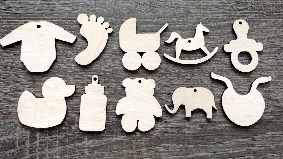 Wooden Shapes Baby Items Cut Outs Wood Crafts Decoration DIY Decor - Etsy