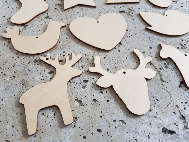 Wooden Christmas Shapes Nordic Style Simple Cut Outs Wood - Etsy