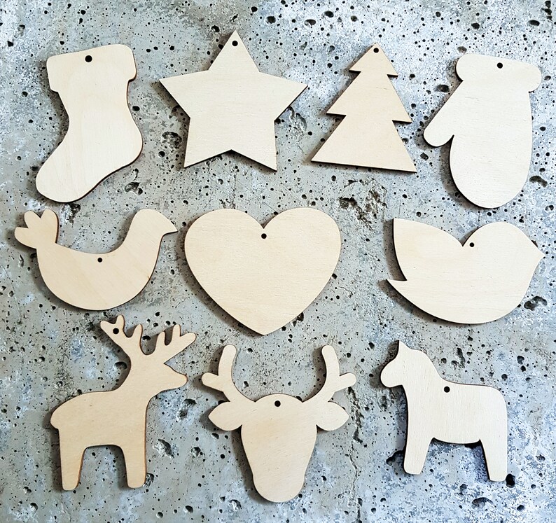 Wooden Christmas Shapes Nordic Style Simple Cut Outs Wood - Etsy