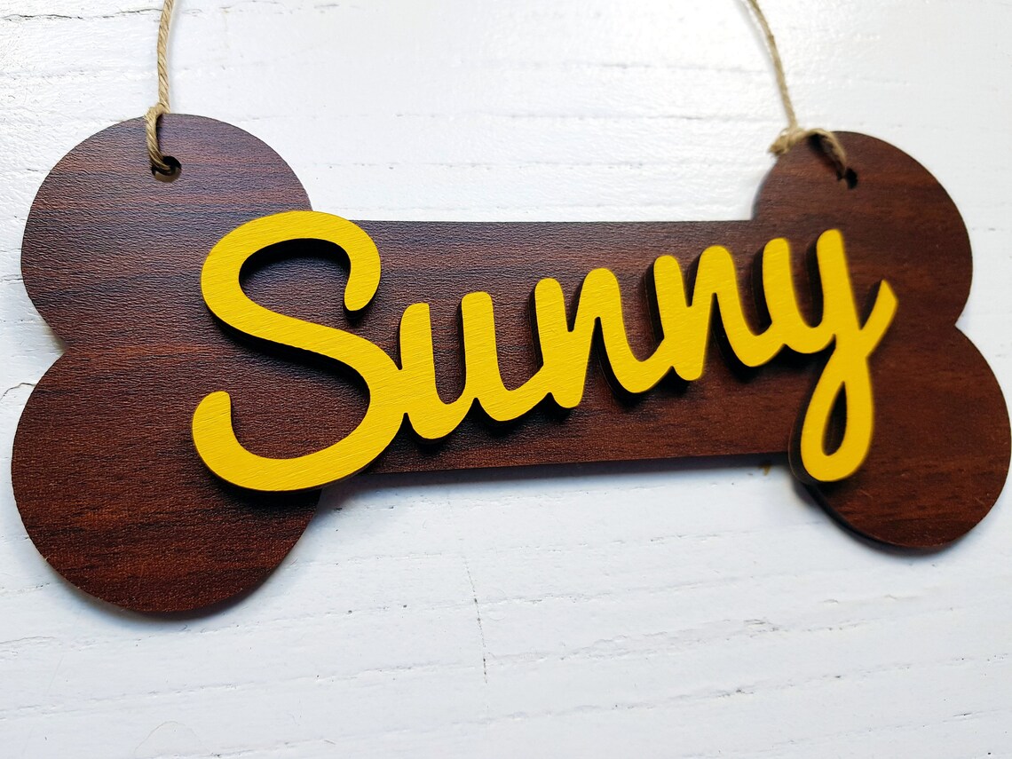 Personalized Wooden Plaque Bone Shape Dog Name Sign Pet Colors | Etsy