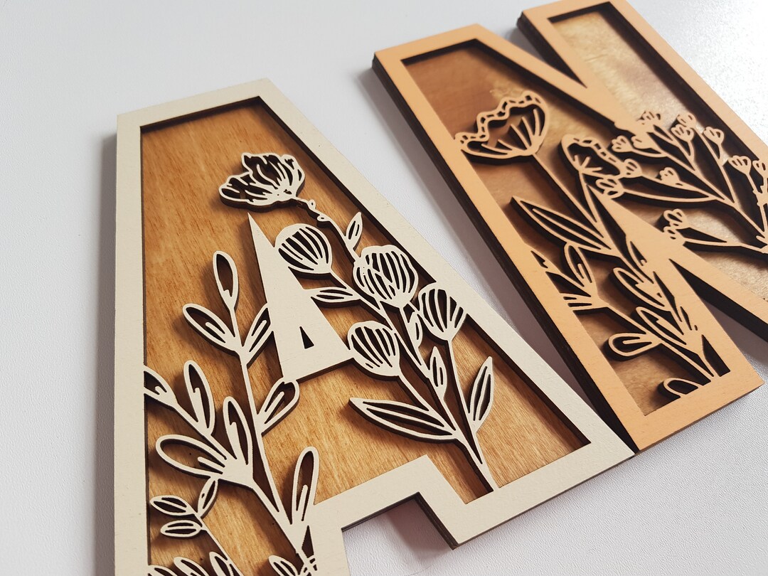 Wooden Flower Letter Personalized Name Sign Boho Nursery Decor Wood ...