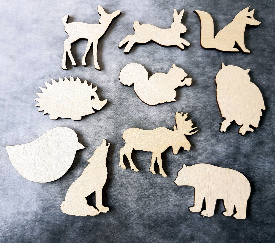 Wooden Animal Shapes Woodland Cut Outs Wood Crafts Decoration DIY Decor ...