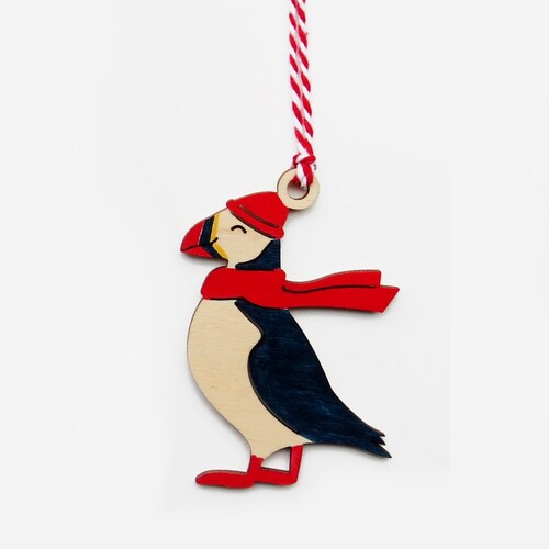 Hanging Wooden Atlantic Puffin Decoration Hand Painted - Etsy