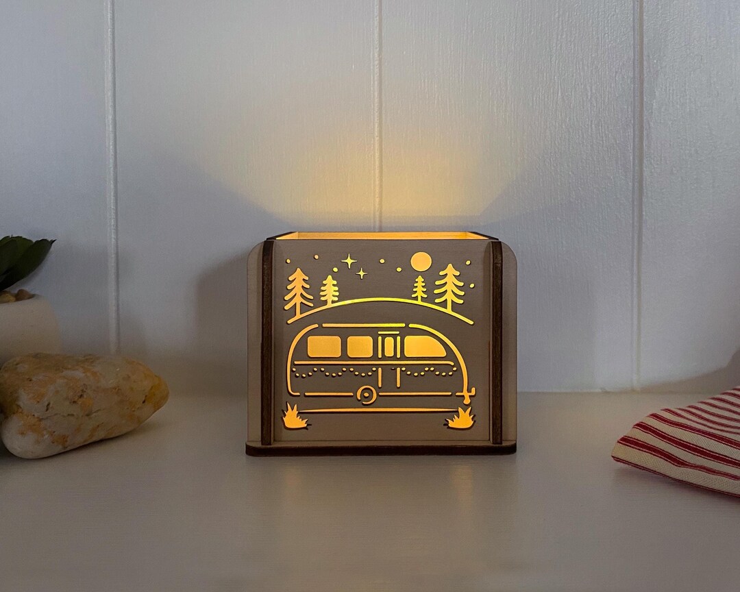 Customisable Caravan Wooden Lightbox Kit, Birthday Gift, Christmas Gift ...
