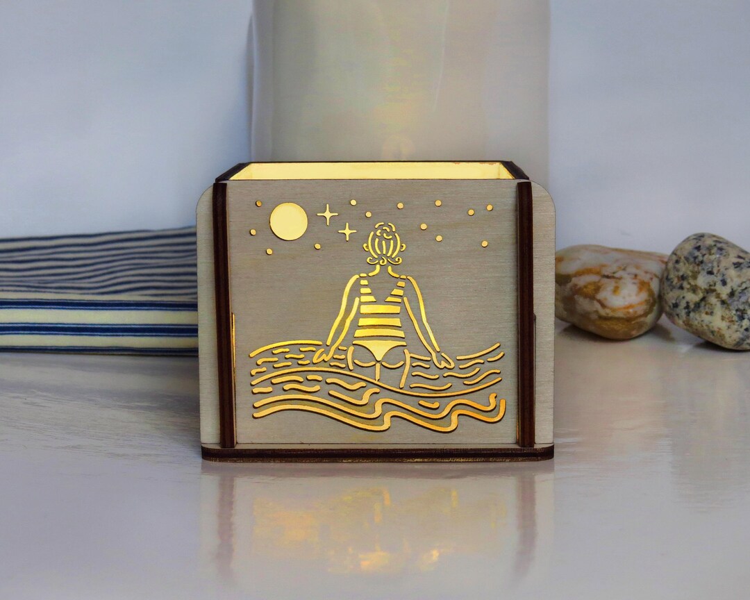 Personalised Swim Wild Wooden Lightbox, Wild Swimming, Birthday Gift ...