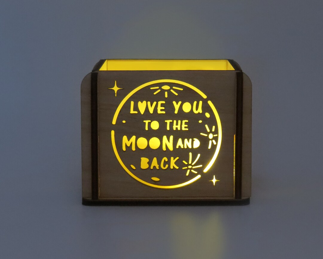 Customisable Love You to the Moon Wooden Lightbox/valentines Gift ...