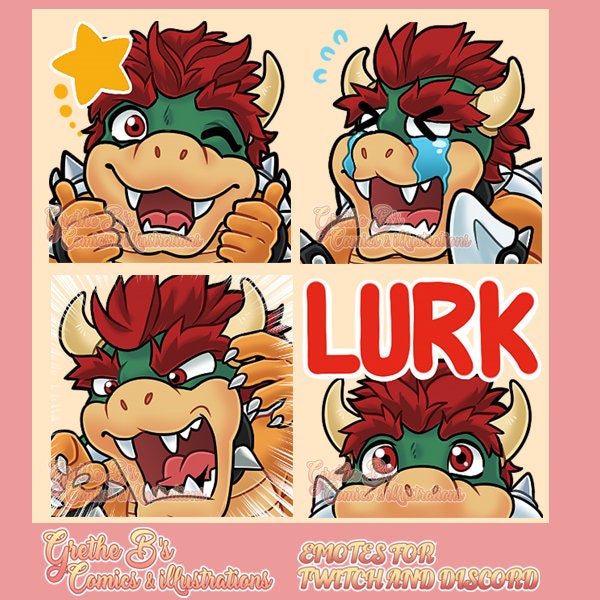 Bowser Ver.2 Twitch & Discord Streamer Vtuber Gamer Emote Pack (4 ...
