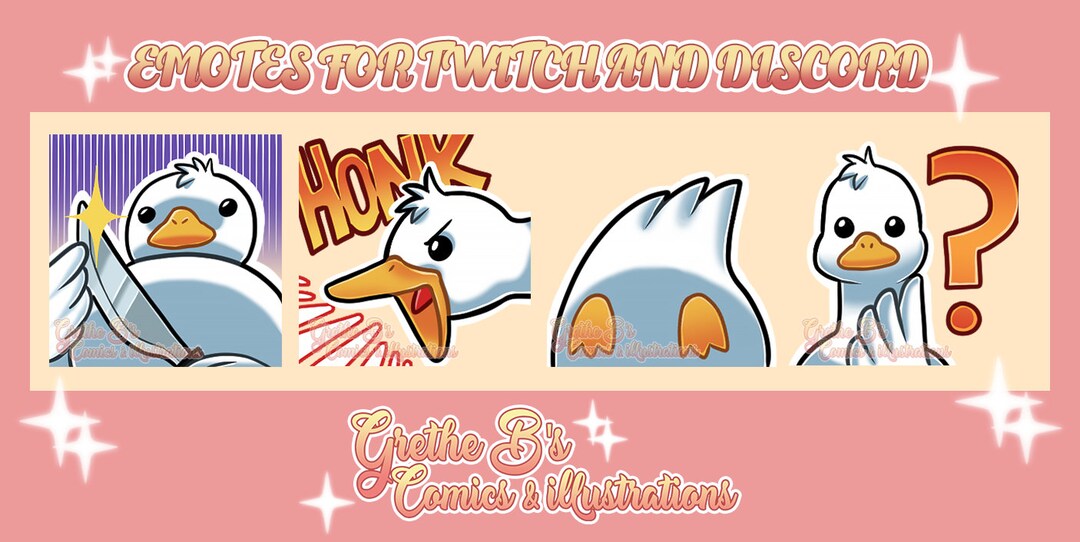 Goose White Duck Twitch & Discord Streamer Vtuber Gamer Emote Pack (4 ...
