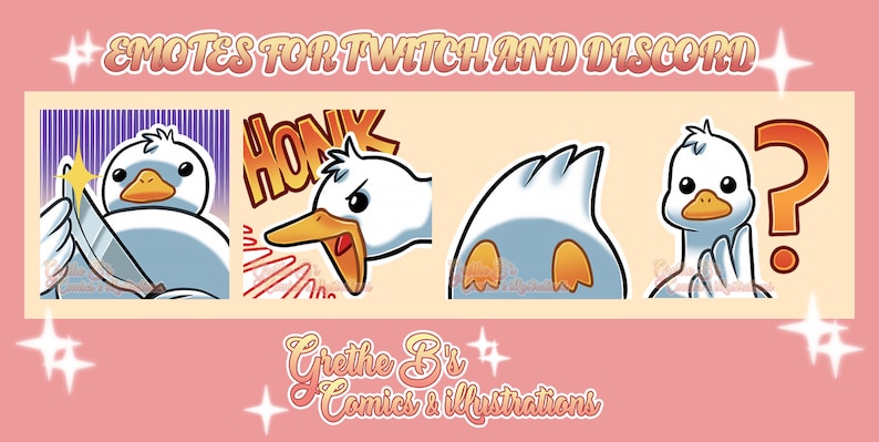 Goose White Duck Twitch & Discord Streamer Vtuber Gamer Emote Pack (4 ...