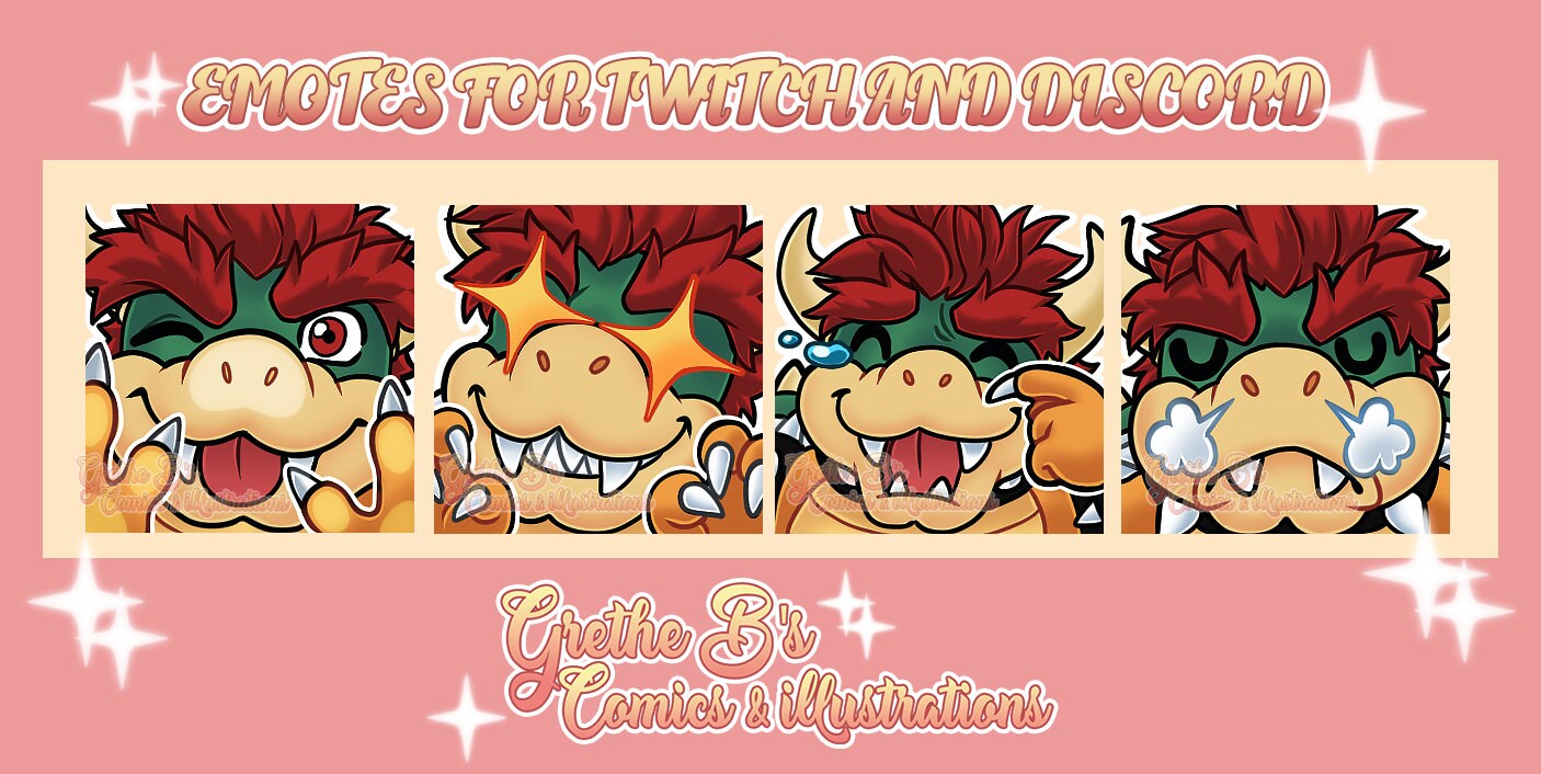 Bowser Ver.4 Twitch & Discord Emote Pack (4 Emotes), Streamer Emotes ...