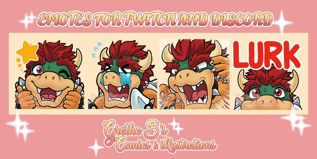 Bowser Ver.2 Twitch & Discord Streamer Vtuber Gamer Emote Pack (4 ...