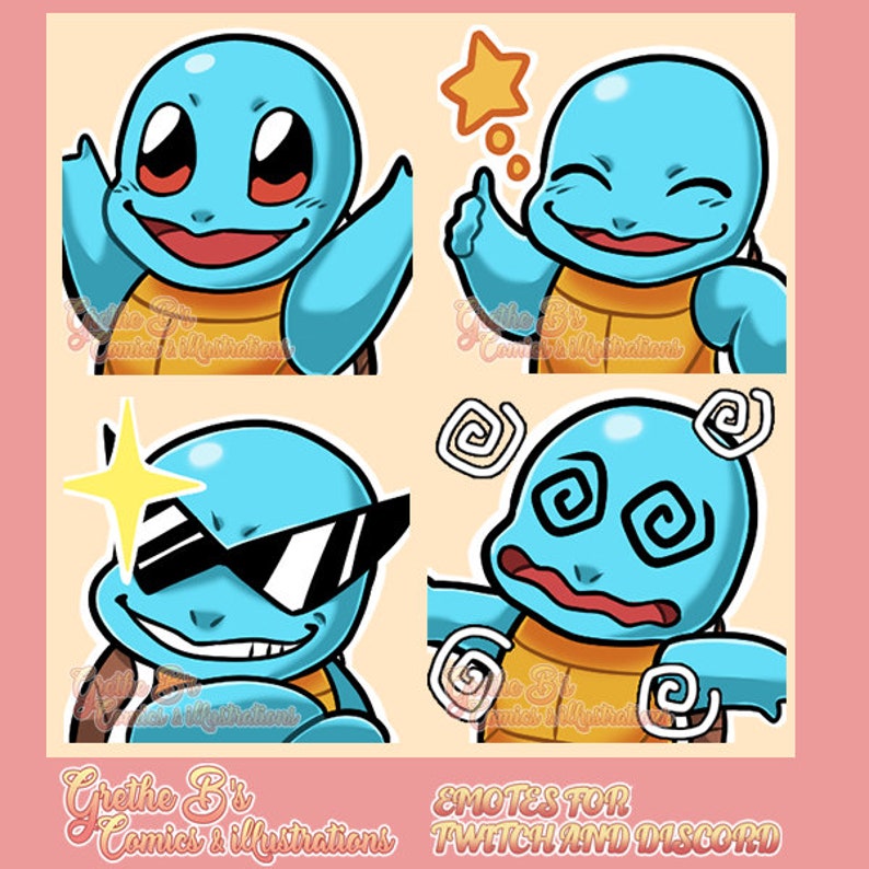 Squirtle Twitch & Discord Emote Pack 8 Emotes, Streamer Emotes, Anime ...