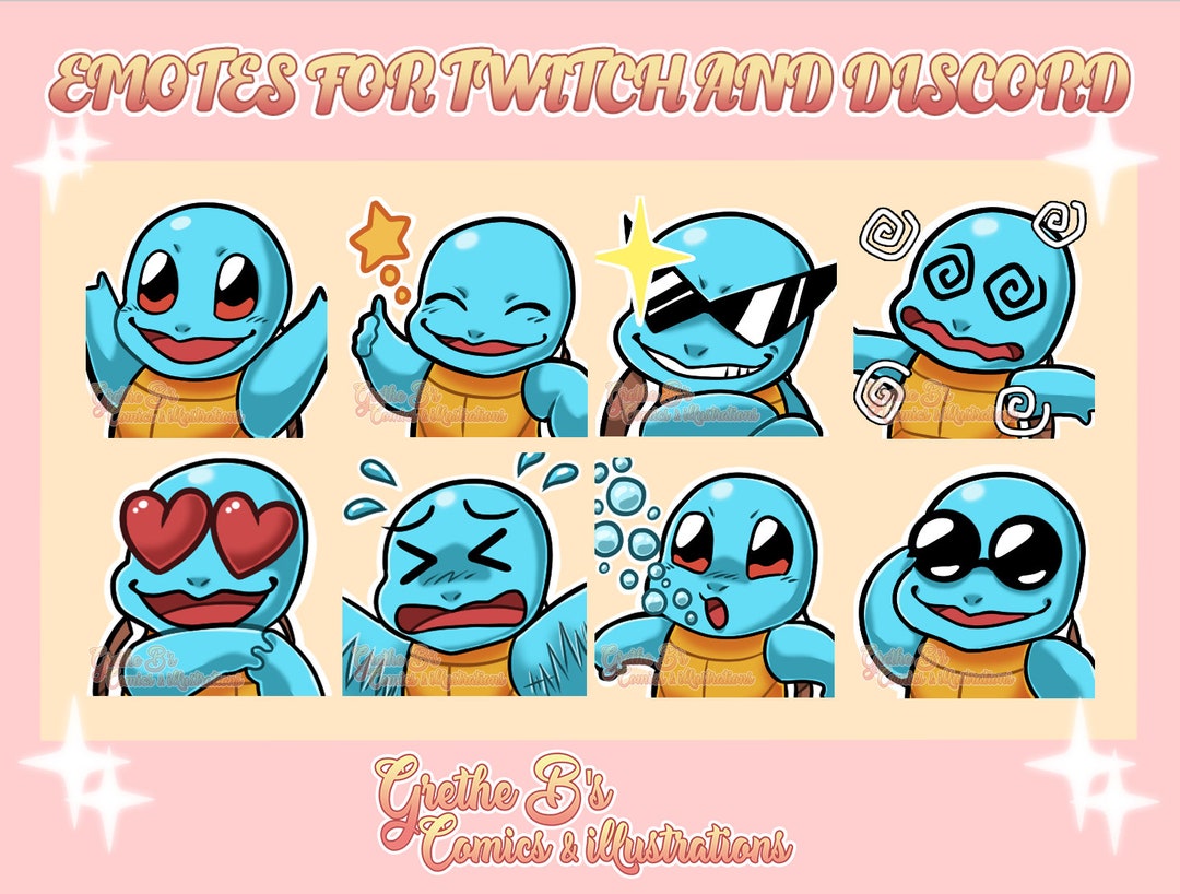 Squirtle Twitch & Discord Emote Pack (8 Emotes), Streamer Emotes, Anime ...