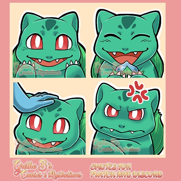Bulbasaur Twitch & Discord Emote Pack 8 Emotes, Streamer Emotes, Anime ...