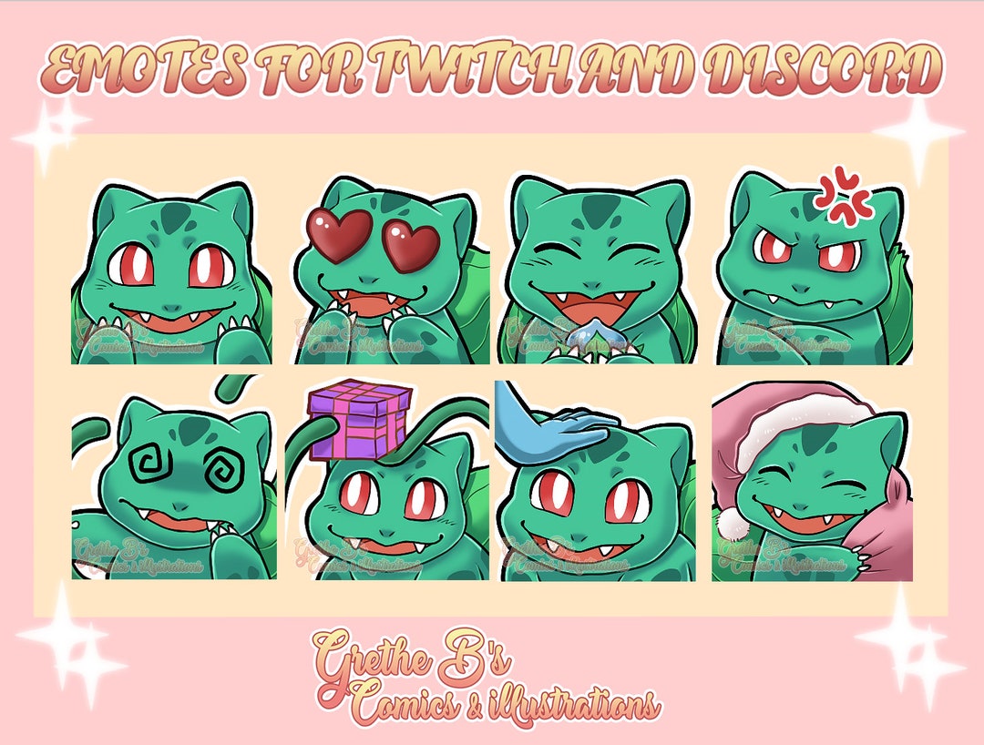 Bulbasaur Twitch & Discord Emote Pack (8 Emotes), Streamer Emotes ...