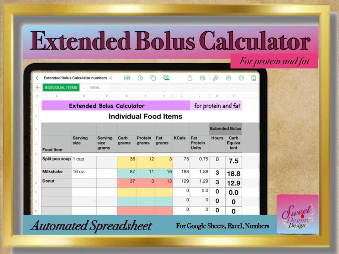Extended Bolus Calculator for Fat and Protein - Etsy