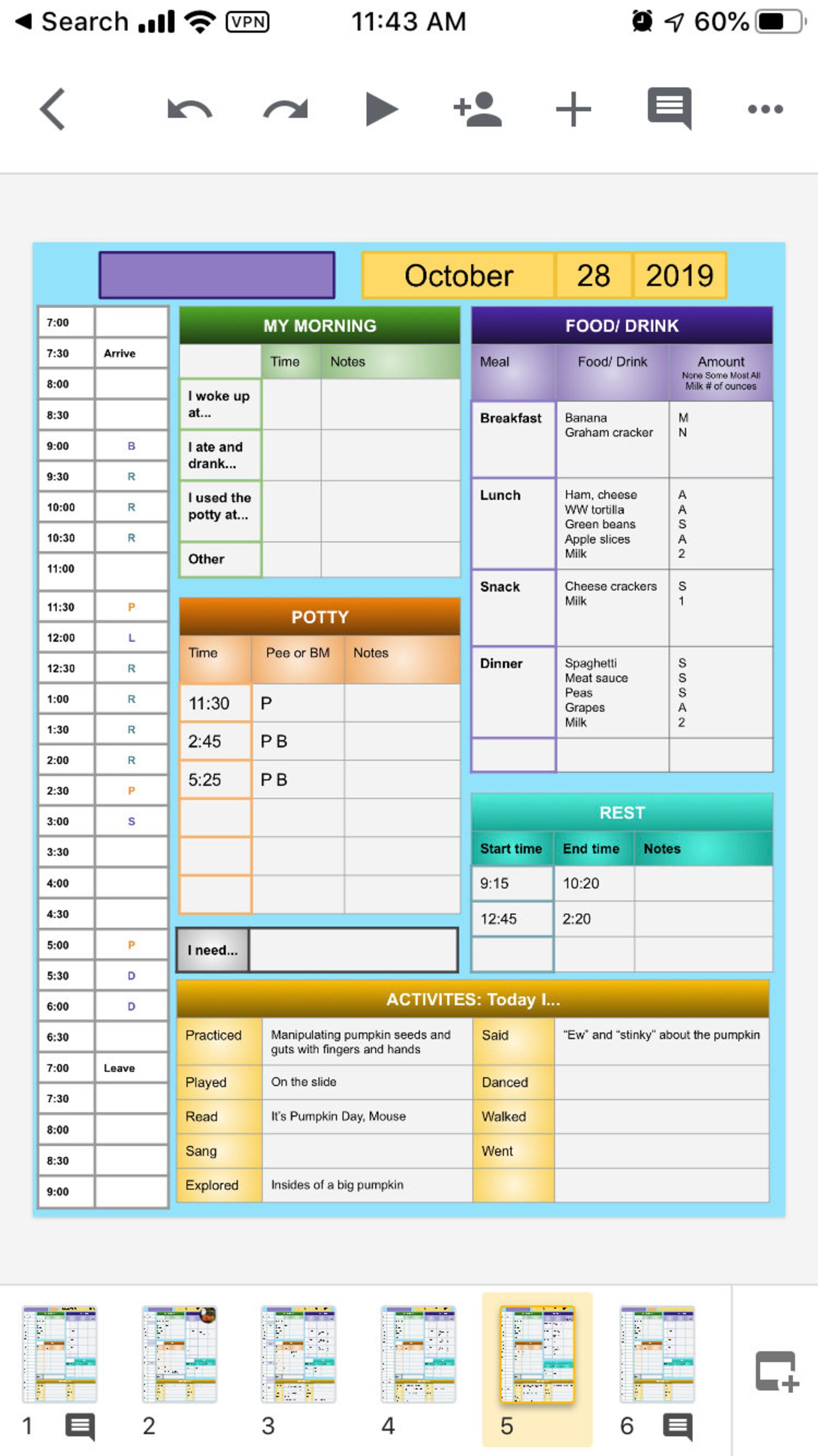 Childcare Daily Log, Digital and Printable, Childcare Form, Feeding Log ...