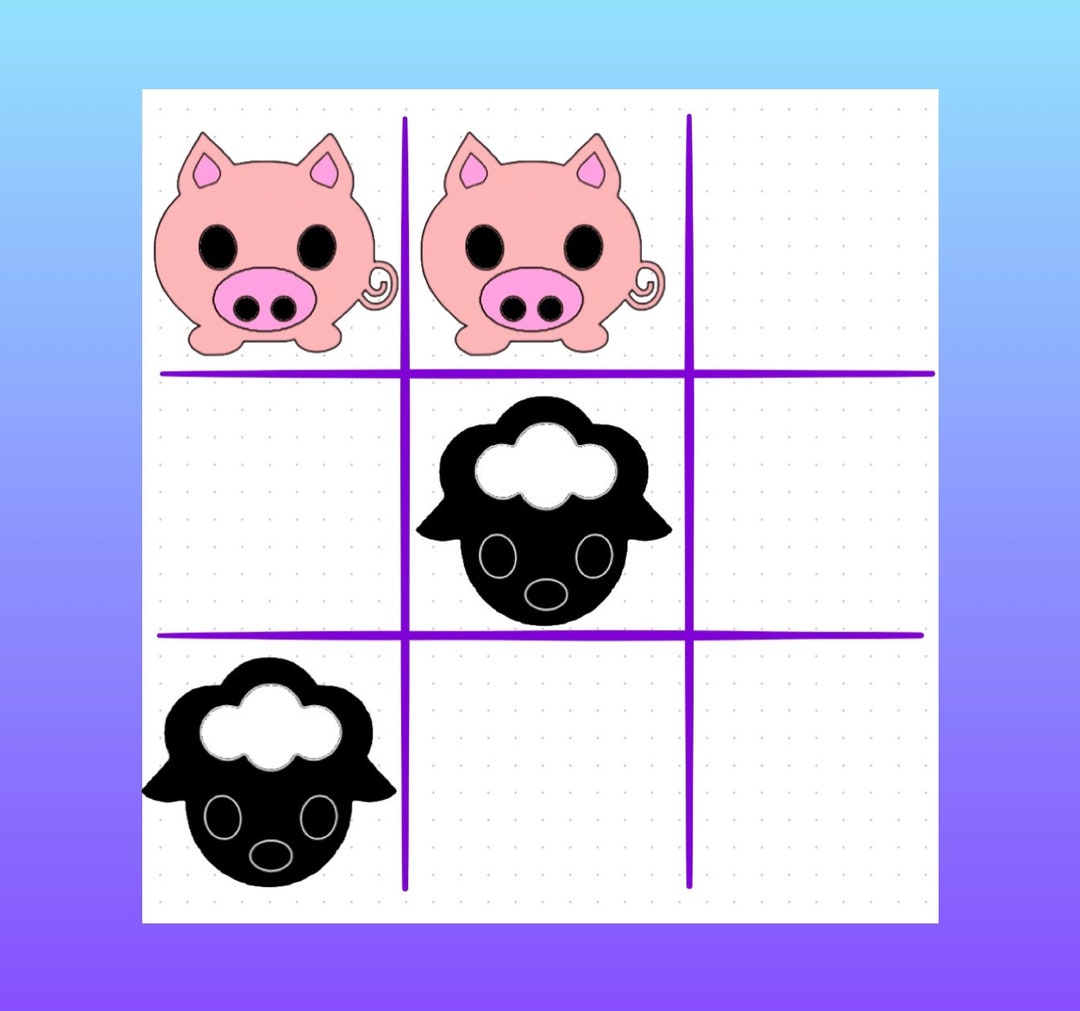 Baby Animals Tic Tac Toe, Cute Digital Tic Tac Toe, Original Print and ...