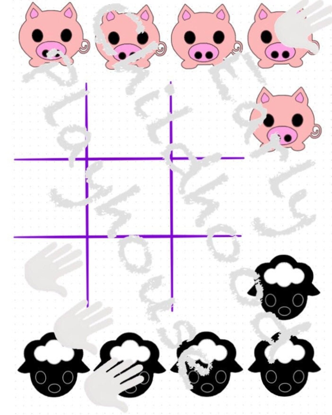 Baby Animals Tic Tac Toe, Cute Digital Tic Tac Toe, Original Print and ...