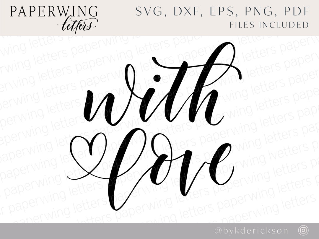 With Love SVG | Hand Lettered Calligraphy, Gift Tag Design (digital ...