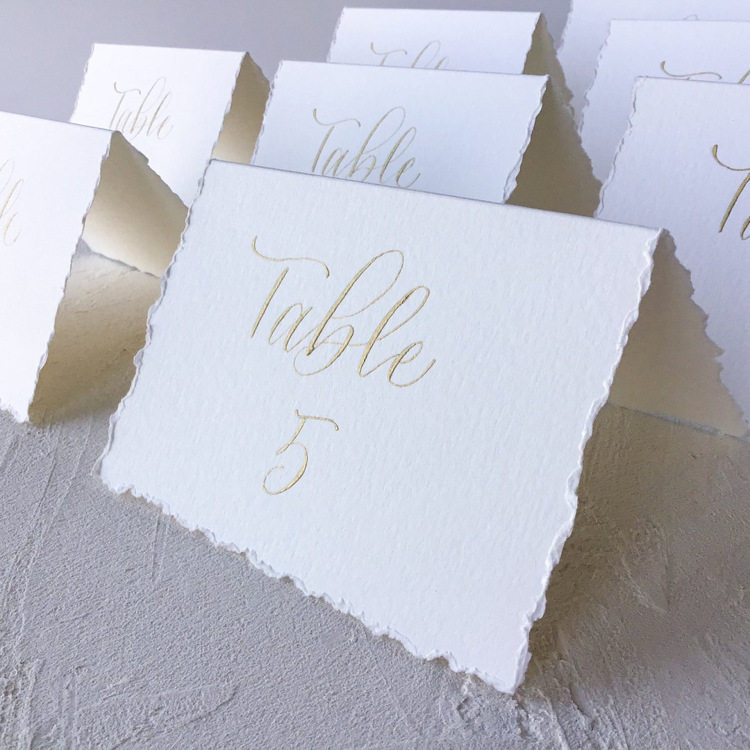 Table Number Folded Cards for Wedding | Hand Torn | Deckled Edge ...