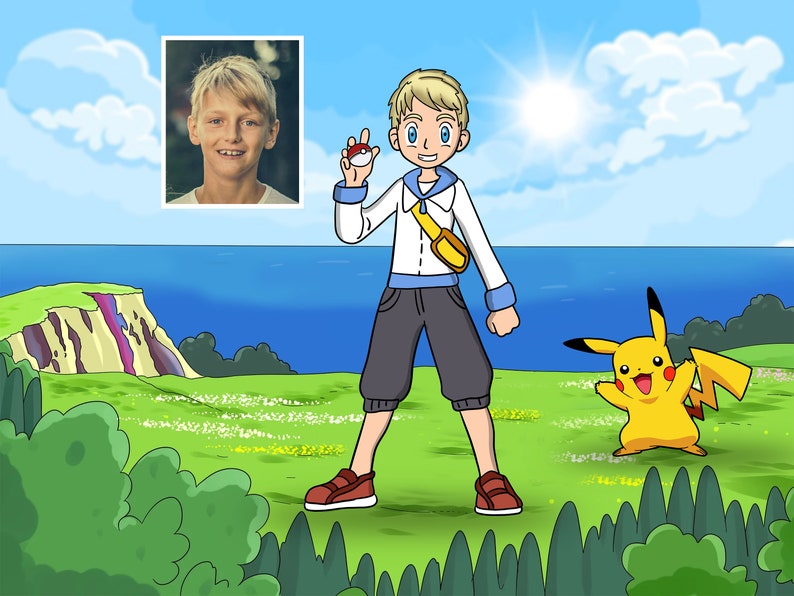 Custom POKEMON Anime Character Portrait From Photos DIGITAL - Etsy