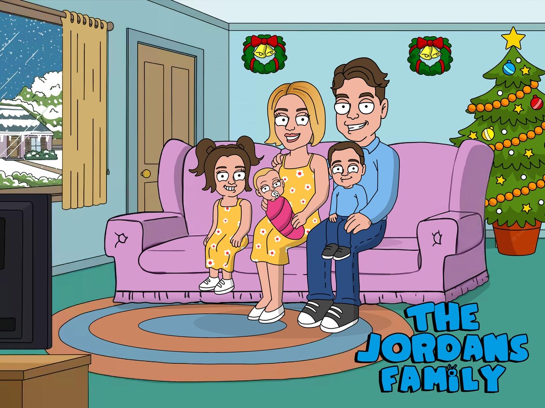 Family Guy Portrait, Cartoon Style, Personalized Family Gift, Family ...