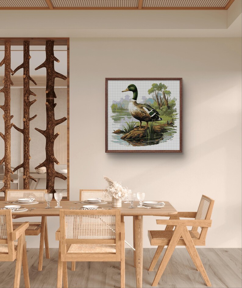 Mallard Duck Cross Stitch Pattern PDF, Realistic Wildlife Embroidery ...