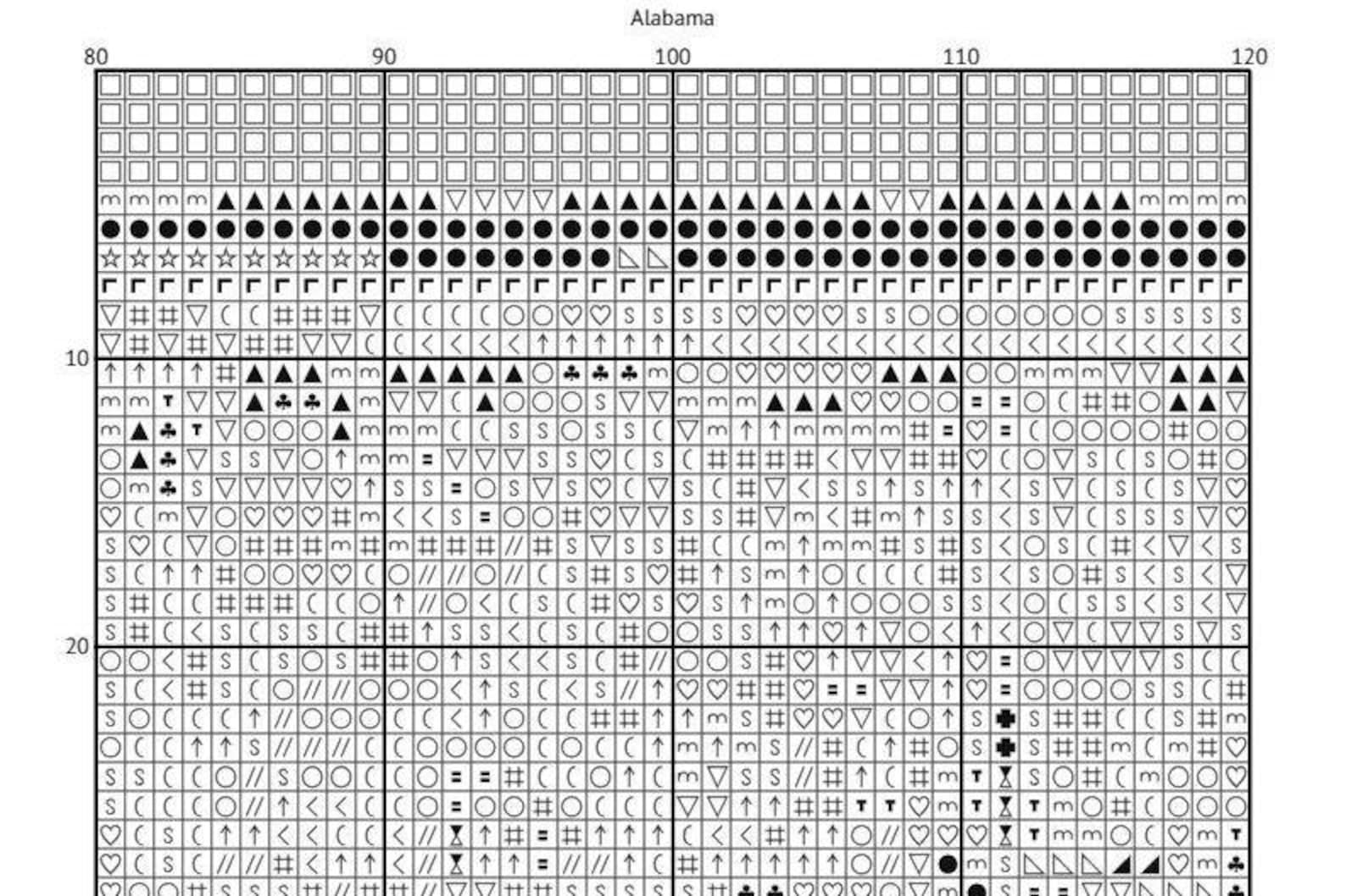Alabama Map Cross Stitch Pattern PDF, State Bird and Flower Embroidery ...