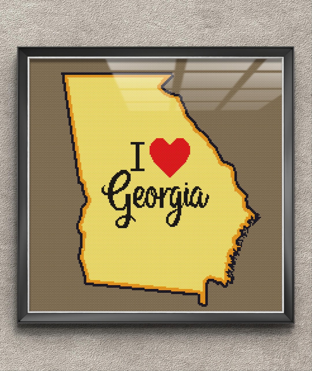I Love Georgia Cross Stitch Pattern PDF, Retro State Embroidery ...