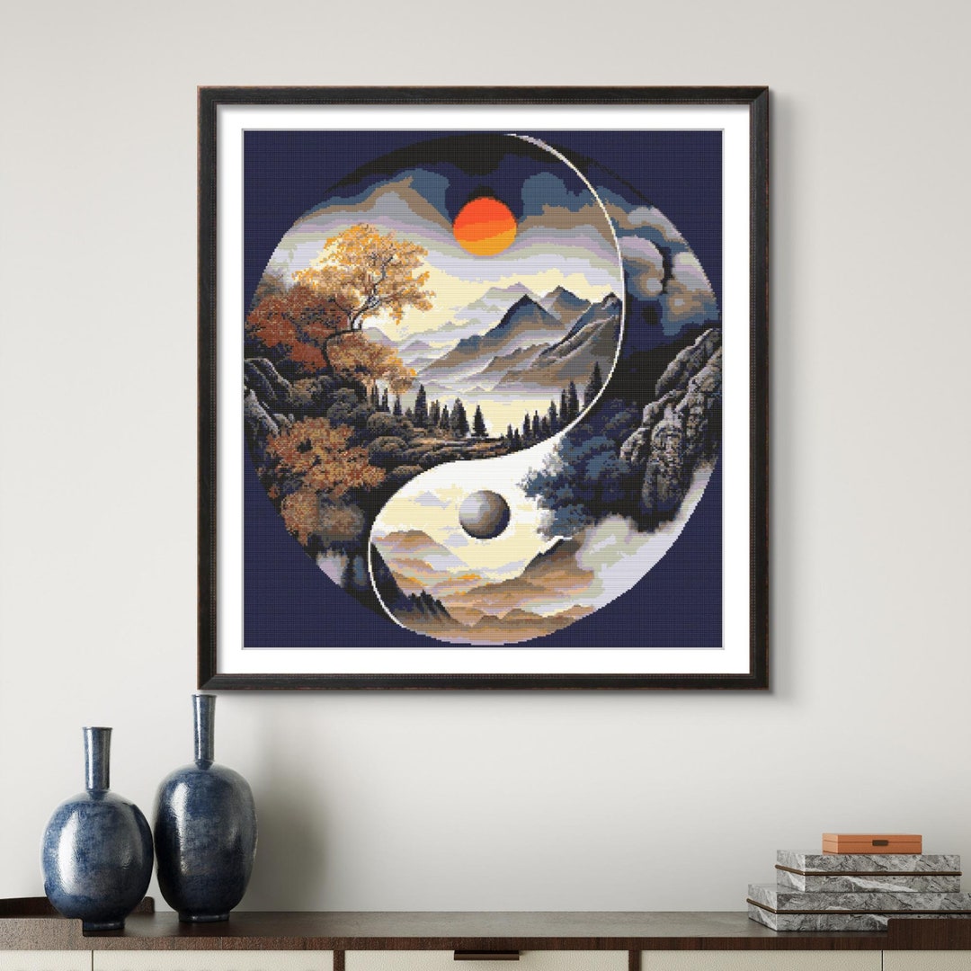 Yin Yang Cross Stitch Pattern, Mandala Embroidery Chart, Zen Symbol ...